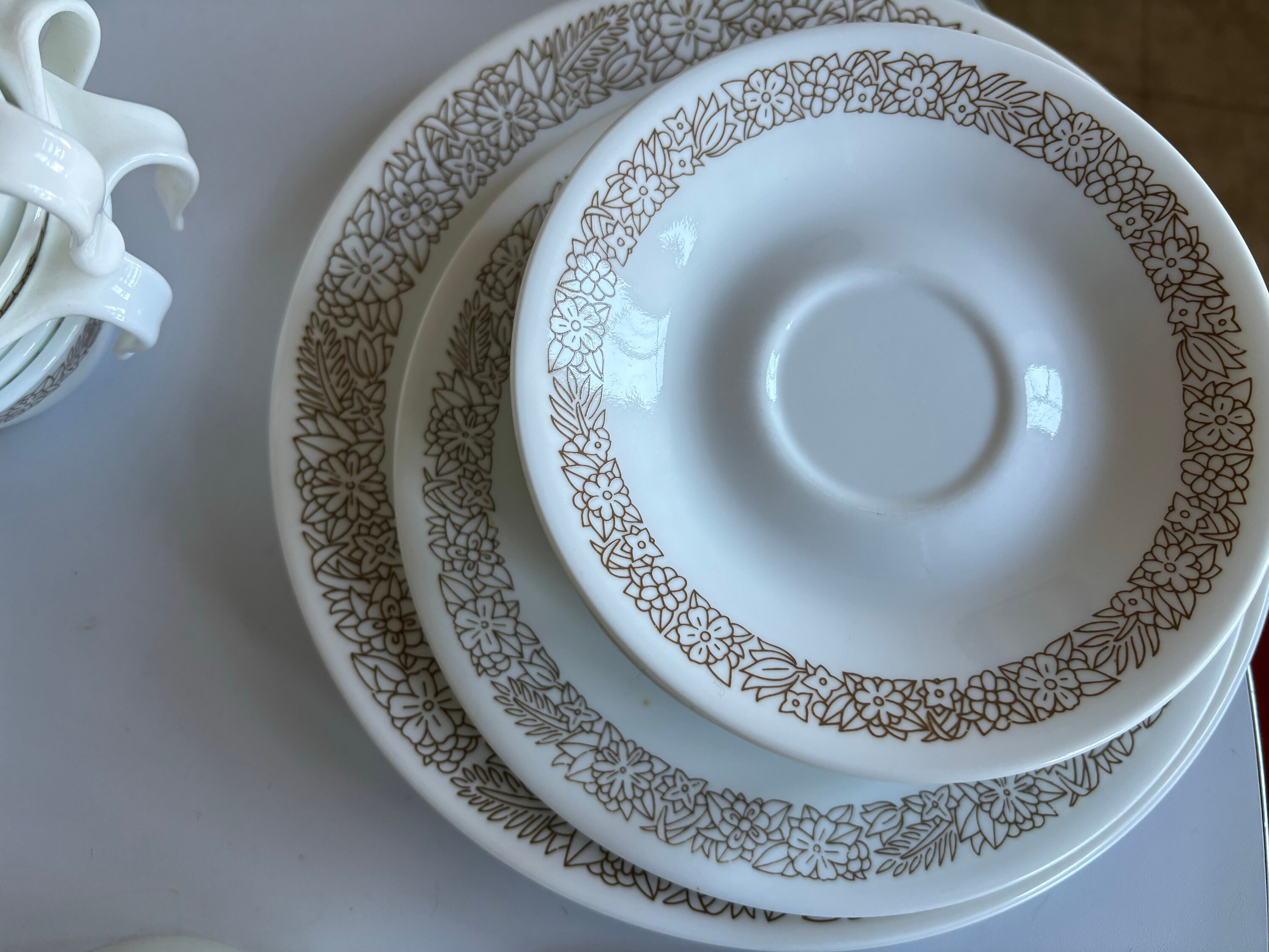 Corelle Woodland Brown Dish Set Vintage 1970s MCM Brown Flower Plates ...