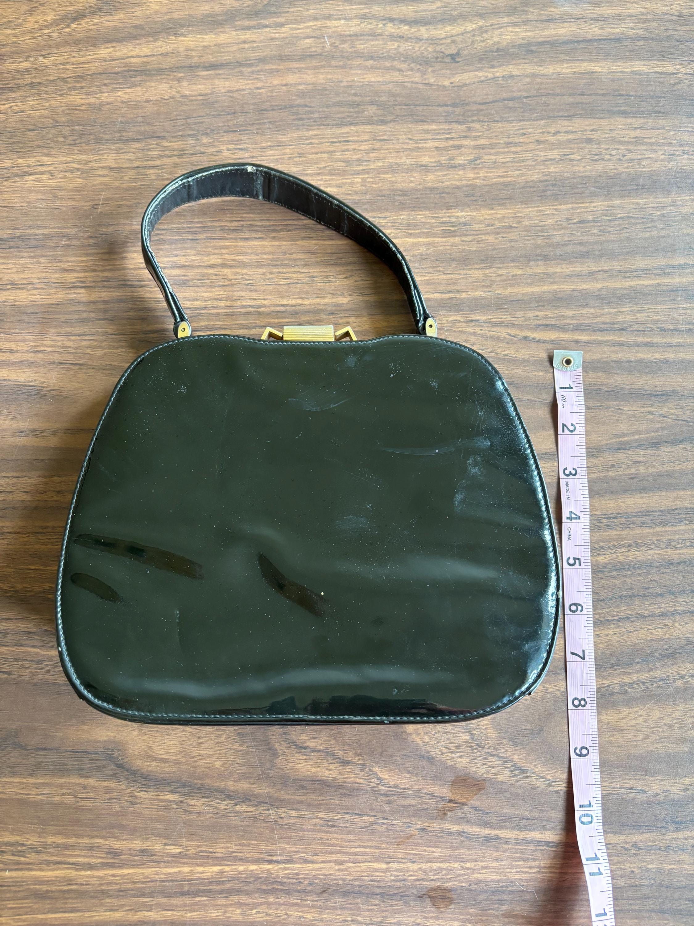 Vintage Dofan Bag 1950s-1960s Black Genuine Patent Leather Gold ...