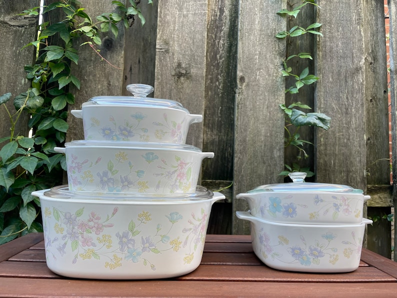 Corning Ware Pastel Flower Bouquet Vintage Casserole Dish - Etsy