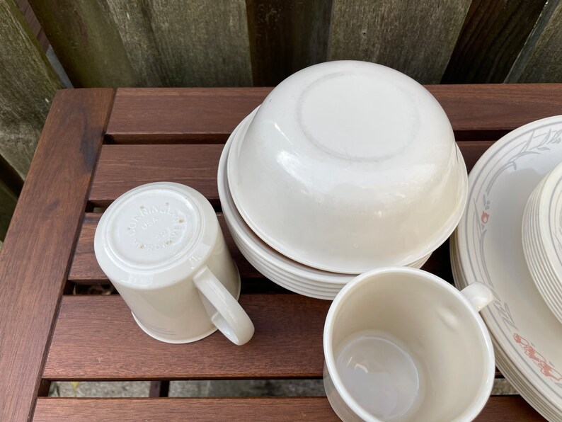 Corelle Rose Pattern Dinnerware 23 Piece Dish Set Vintage 1980s 1990s ...