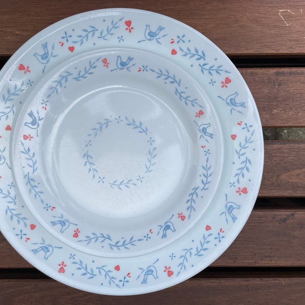 Corelle Blue Heart Dishes - Etsy