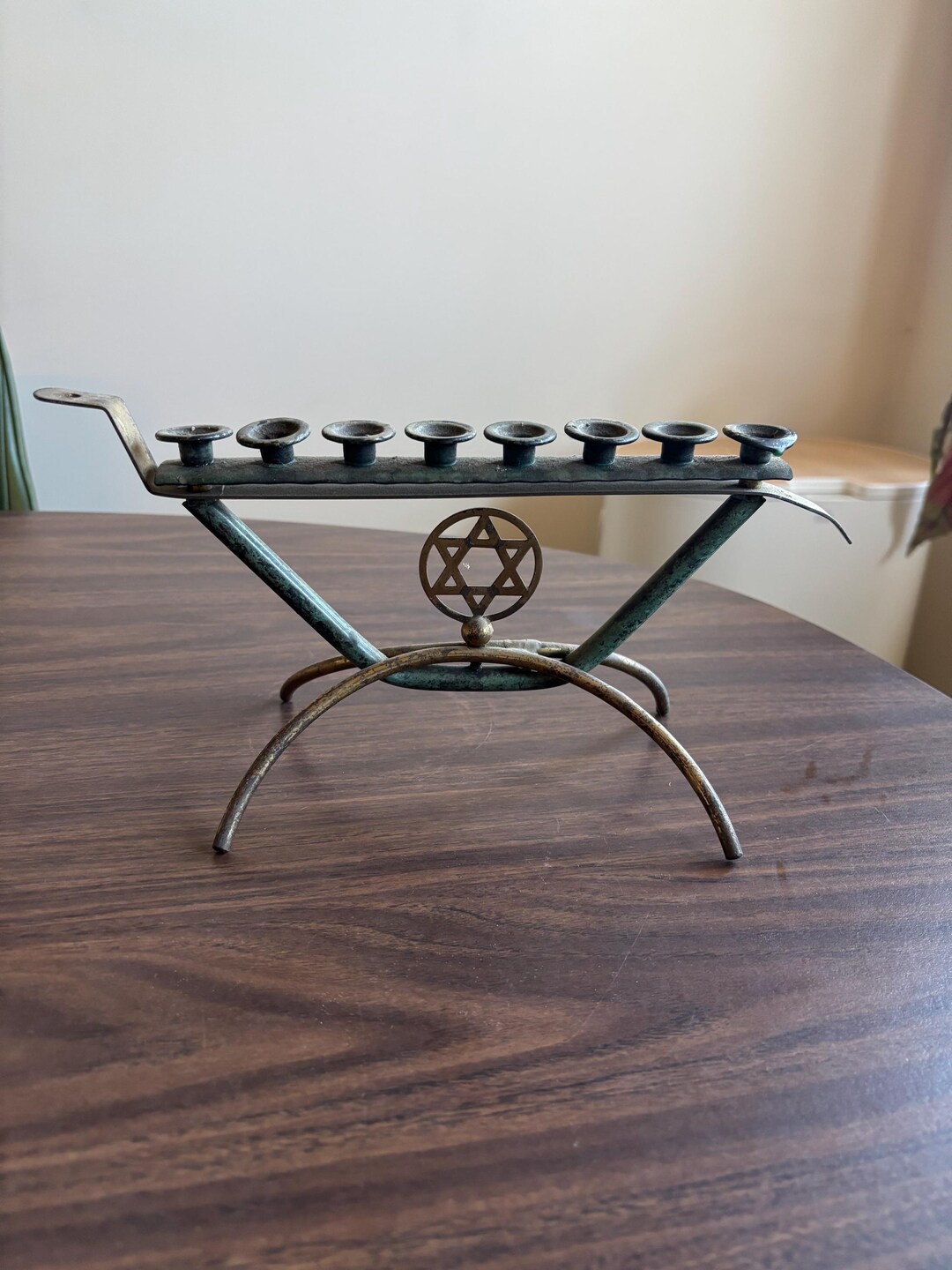 Vintage Brass Metal Menorah 8 Candle - Etsy