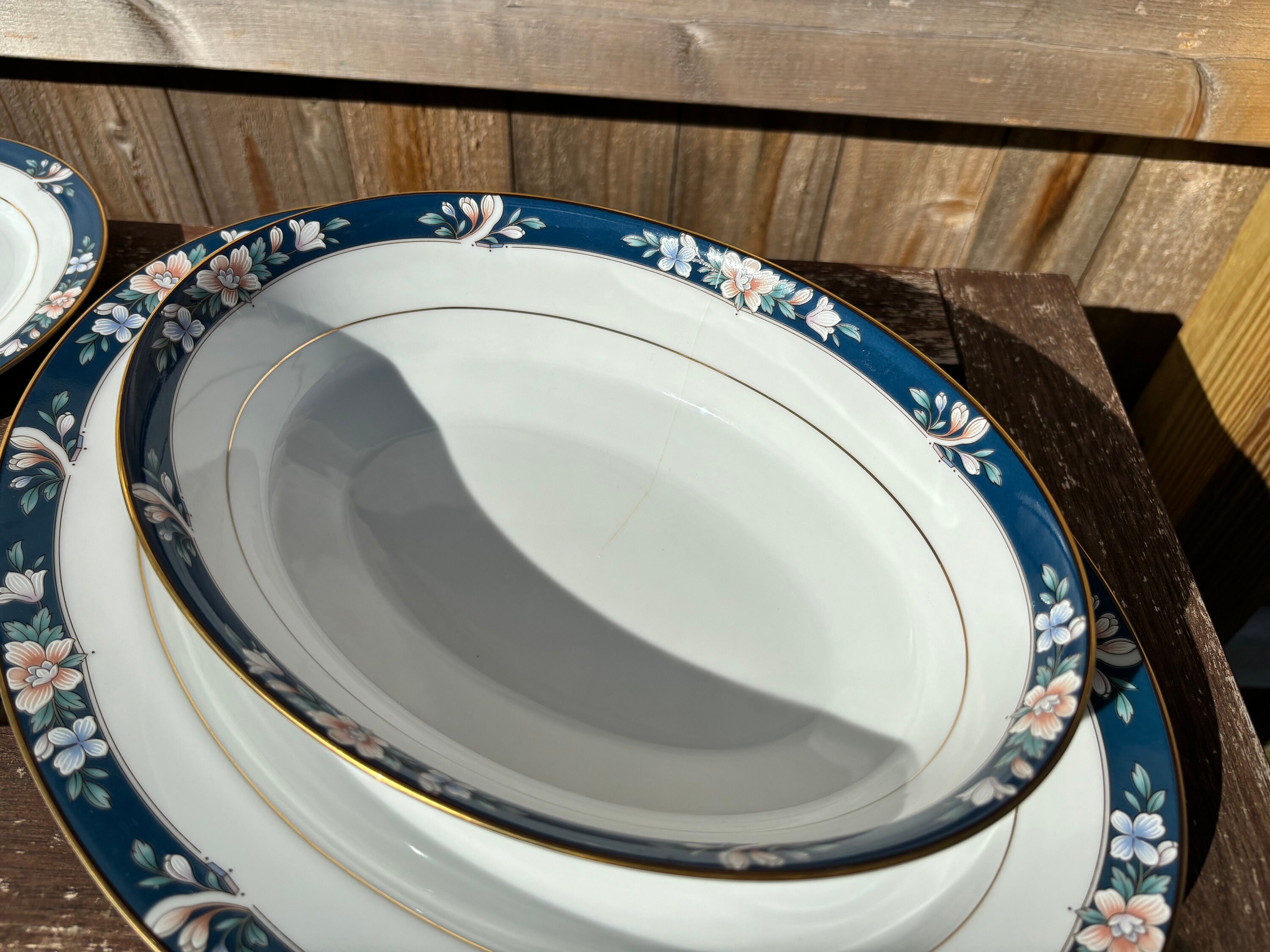 Noritake Prescott Vintage 1980's Legendary Dish Set Navy Blue Pink ...