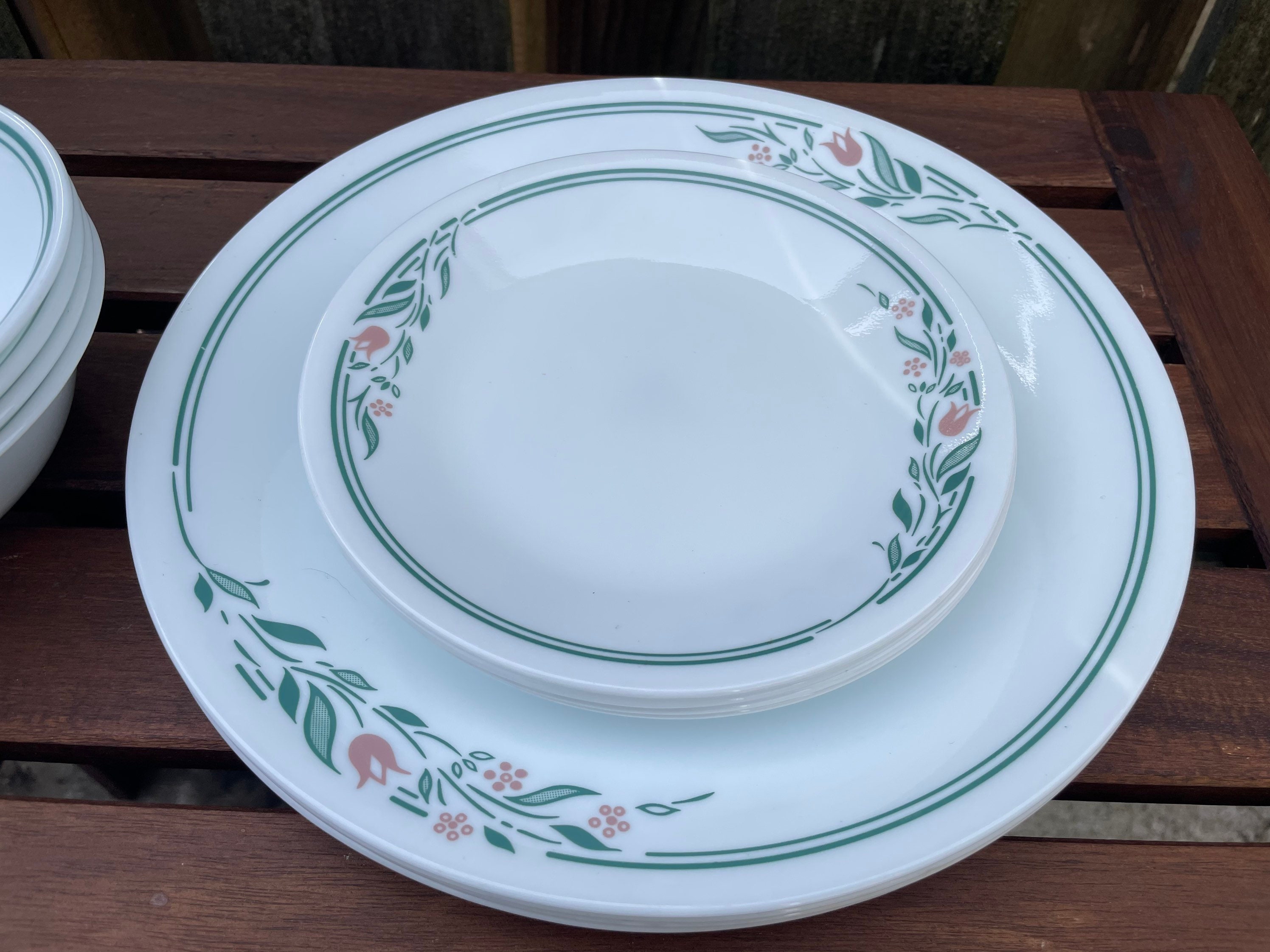 Corelle Rosemarie Dish Set of 12 Vintage 1970s Mid Century Modern Retro ...