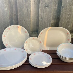 Corelle Forever Yours Pink and Green Heart Pattern Vintage 1980’s 1990 ...