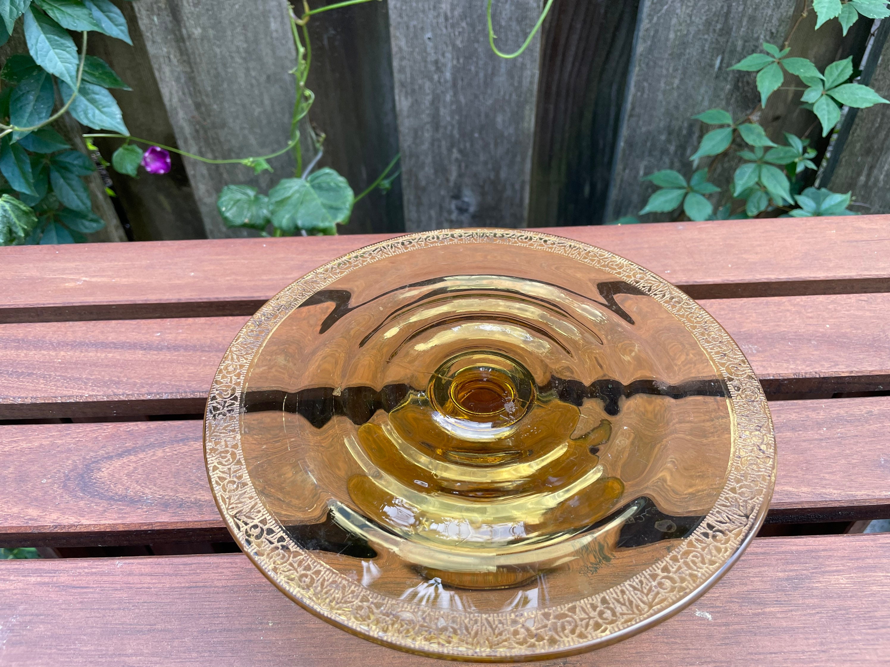Mid Century Modern Amber Glass Vintage Dessert or Appetizer Serving ...