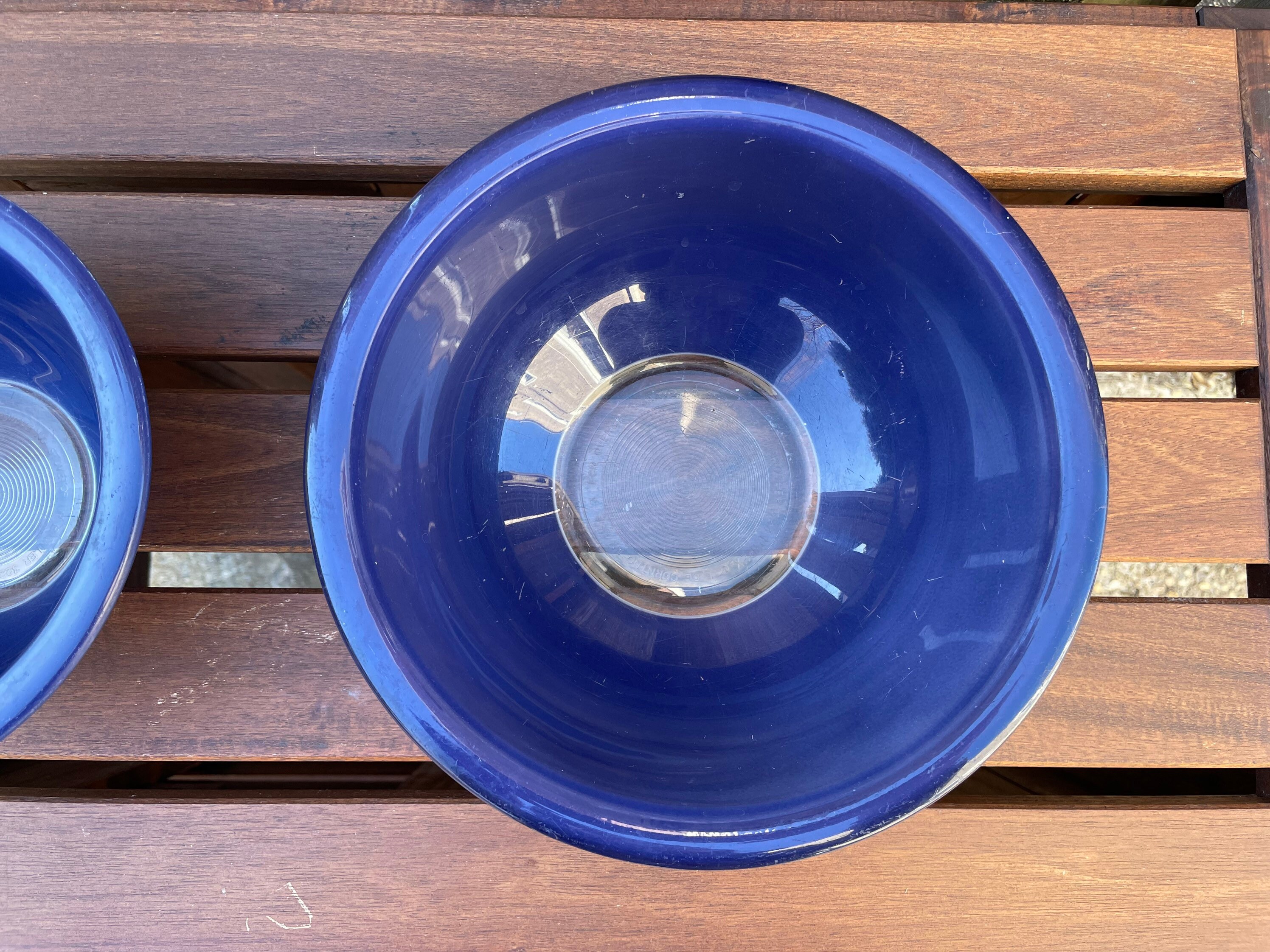 Pyrex Glass Dark Blue Mixing Bowl Set of 2 Vintage 1980s 1990s 322 323 ...
