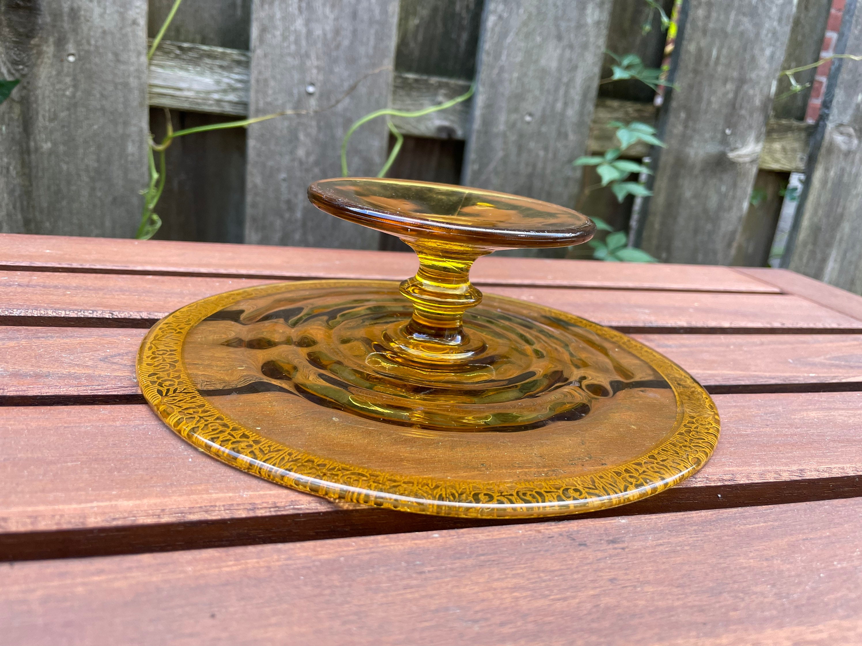 Mid Century Modern Amber Glass Vintage Dessert or Appetizer Serving ...