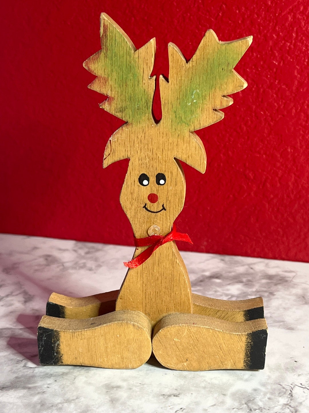 Wooden Rudolf Figurine - Etsy