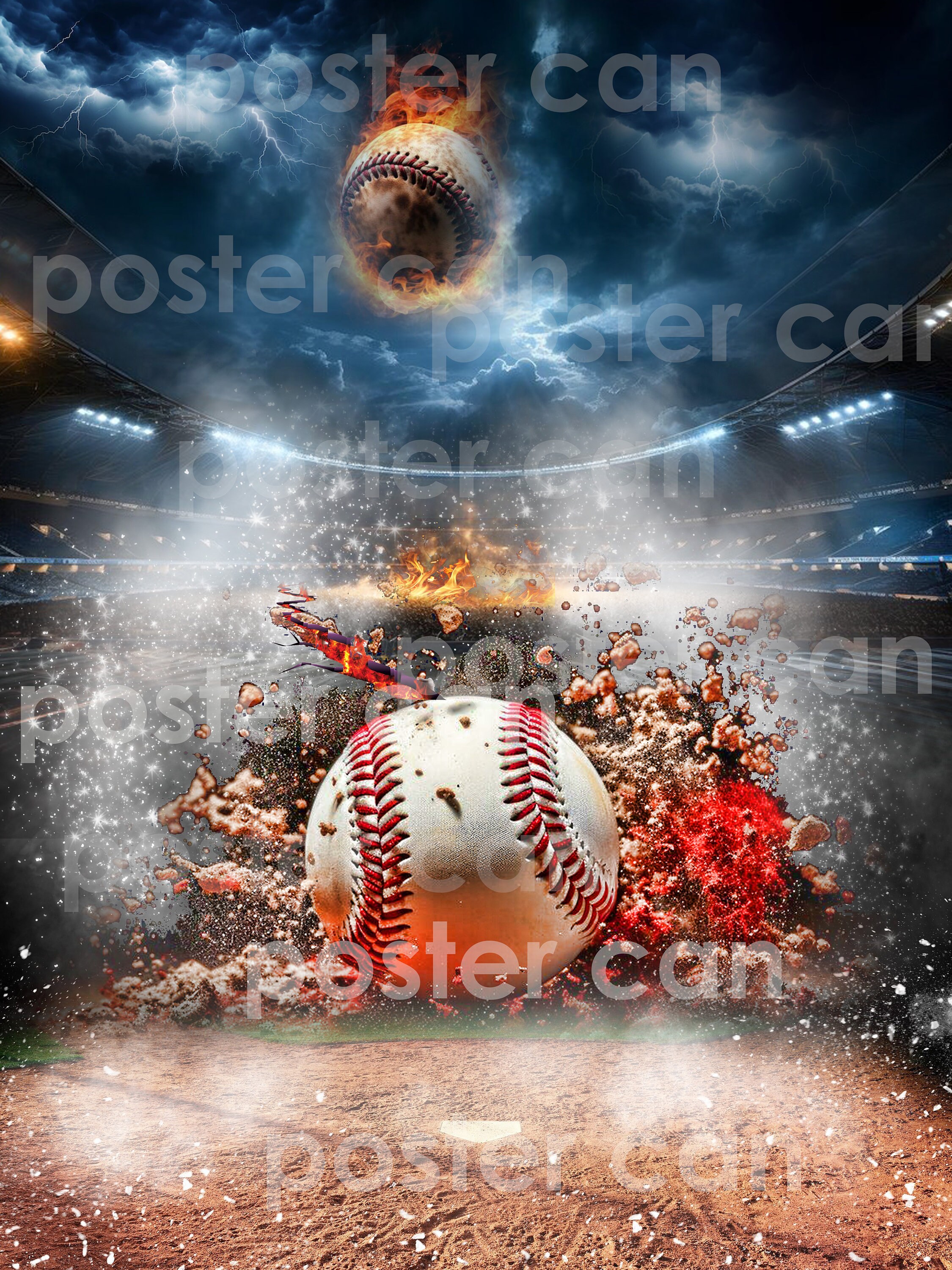 Photoshop Baseball Poster Template, Digital Sports Background Backdrop ...