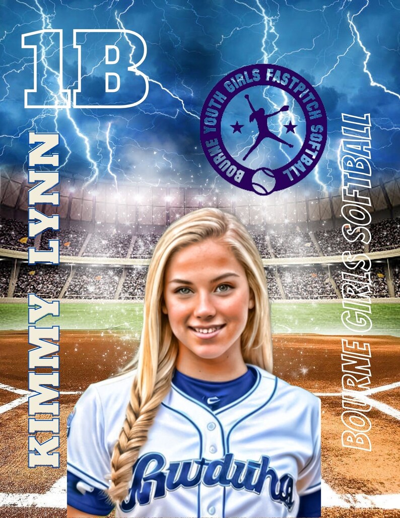 Softball Sports Trading Card DIY TEMPLATE Digital Download Flyer Banner ...