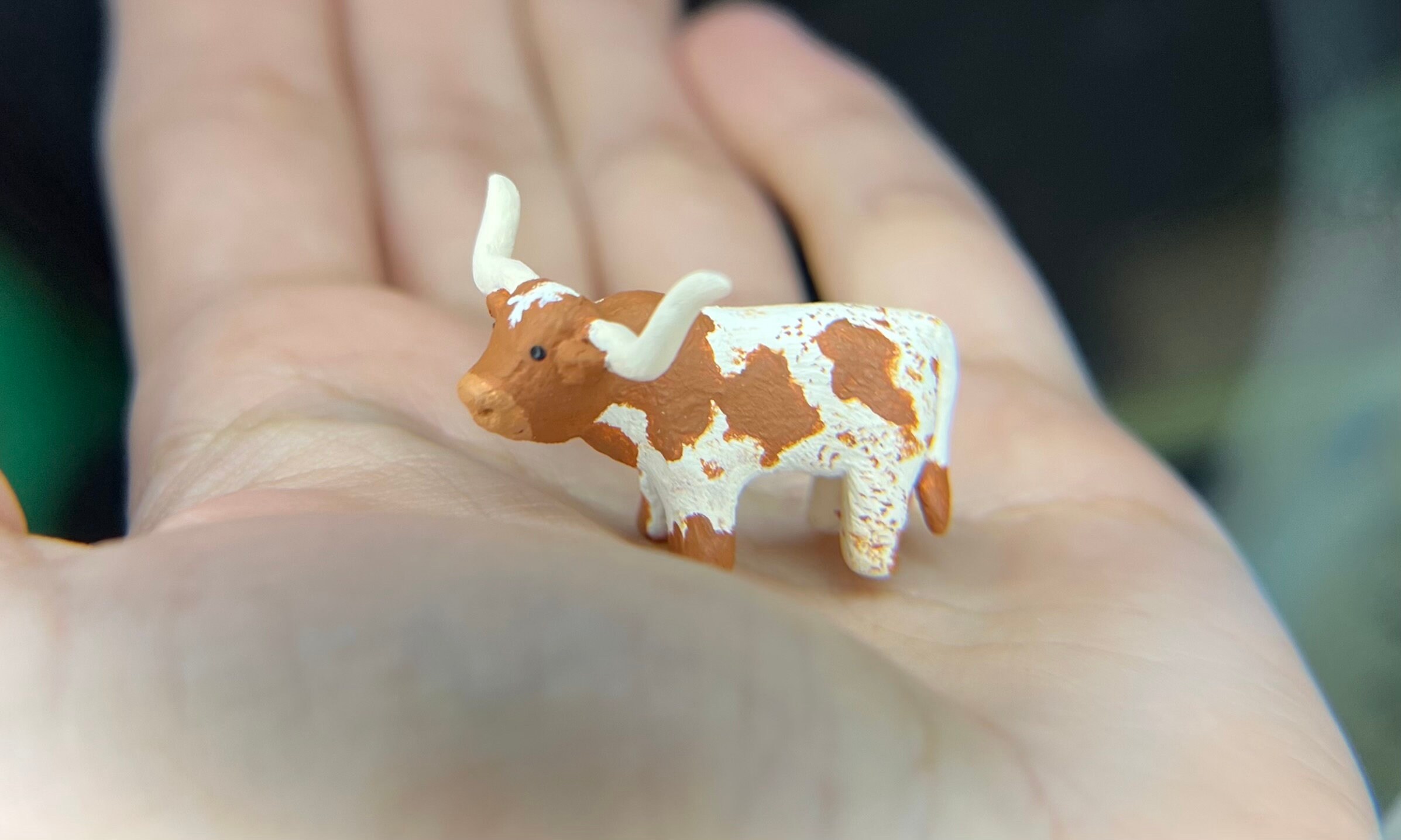 Mini Wini Texas Longhorn Cow Miniature Cow Polymer Clay Figurine Knick ...