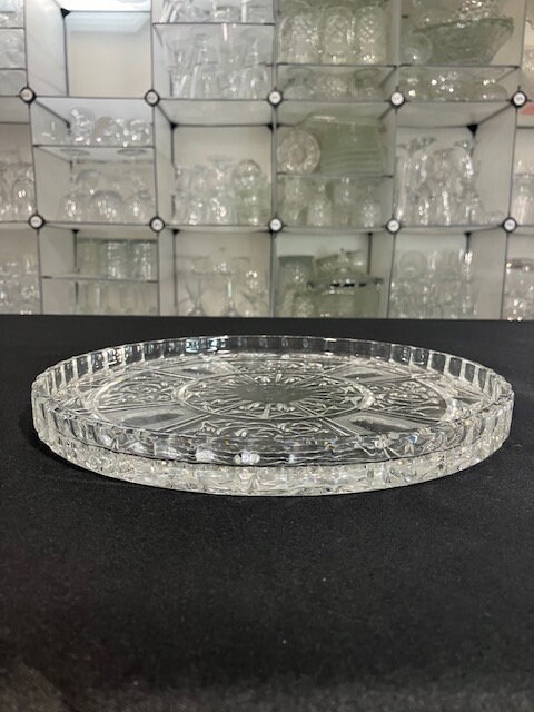 European Brilliant Cut Glass - Vintage Cut Crystal Platter - Etsy