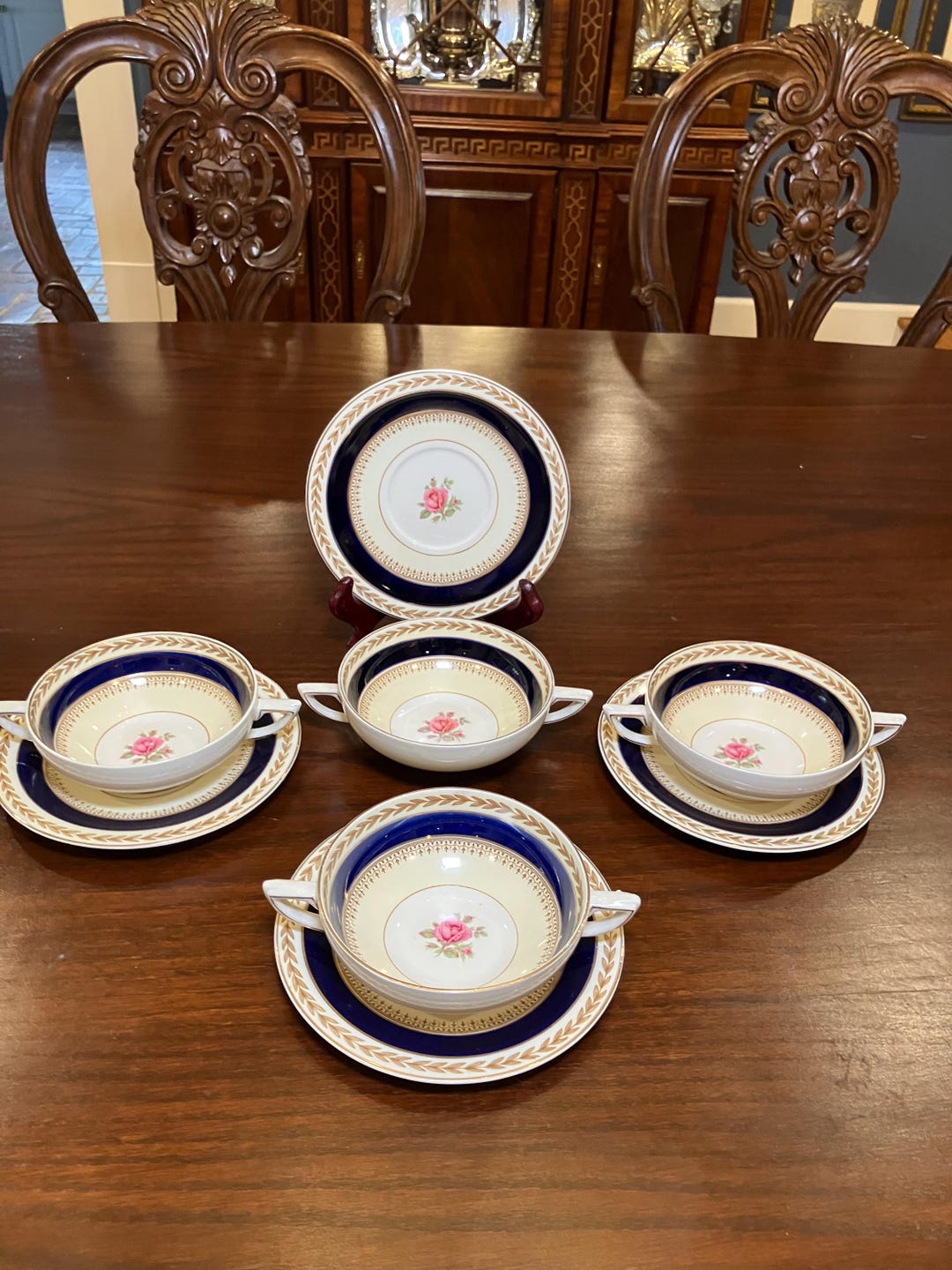 Crown Ducal 5478 by Crown Ducal - Four Vintage Cream Soup Bowl & Saucer ...