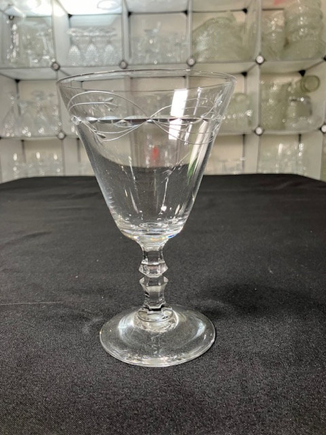Rowena "cut" by Bryce Brothers - One Vintage Cut Crystal Water Goblet ...
