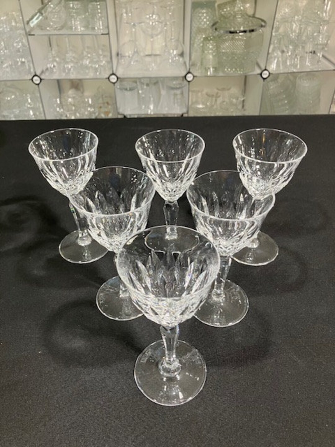 Edith by Josair - Six Vintage Cut Crystal Wine Glasses - Etsy