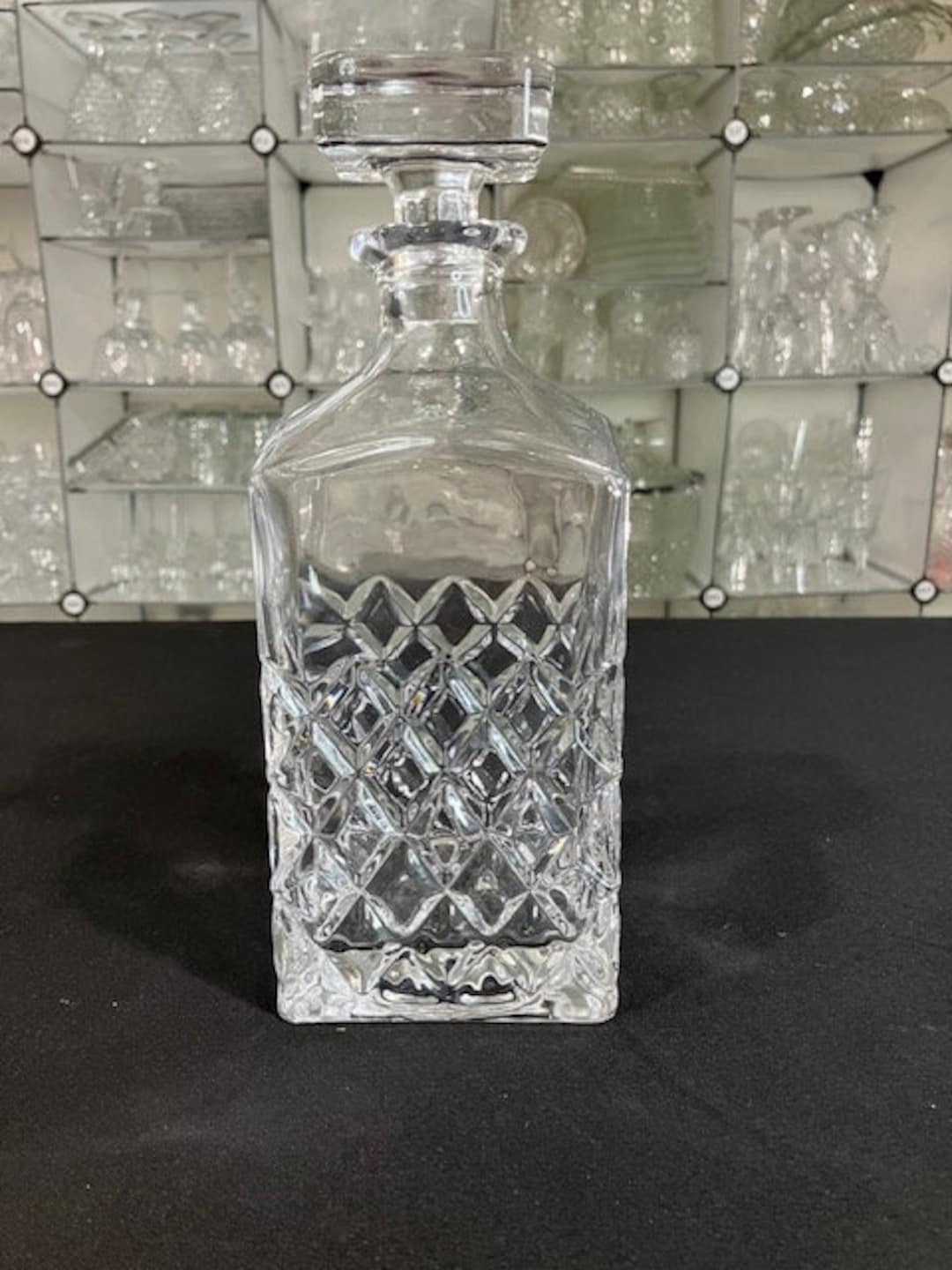 Godinger Crystal Vintage Hatch Whiskey Decanter With Solid Stopper - Etsy
