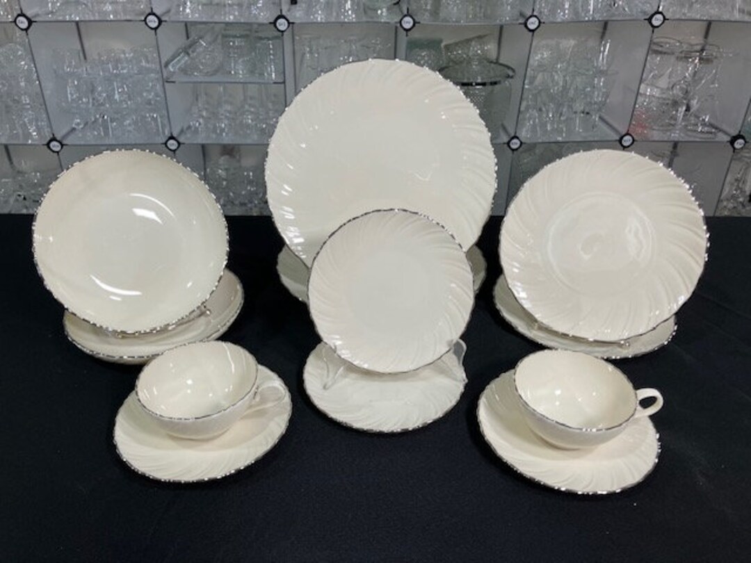 Weatherly by Lenox - Two 6pc Place Settings of Vintage Platinum Edged ...