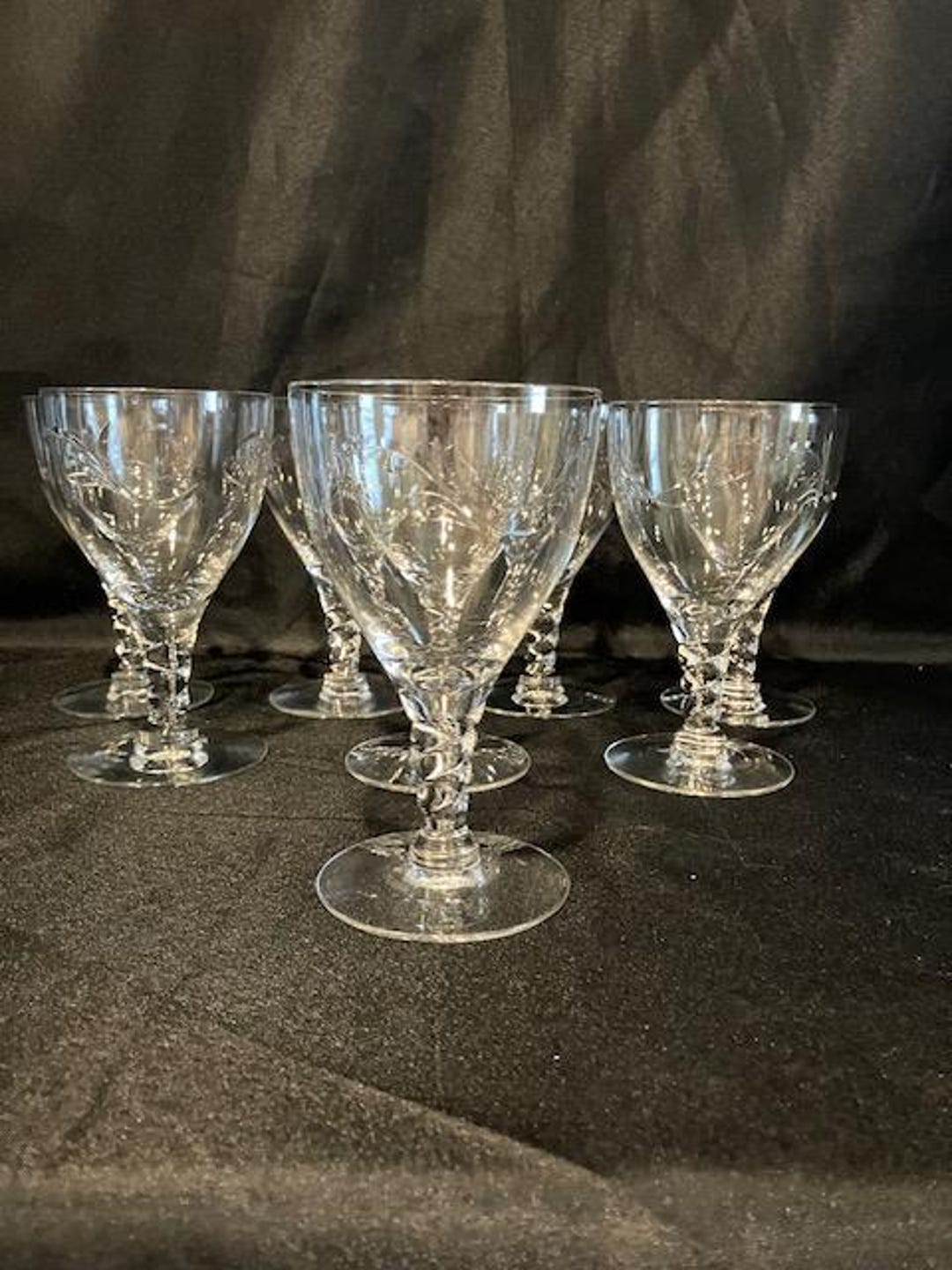 Arcadia by Seneca - Eight Vintage Cut Crystal Water Goblets - Etsy