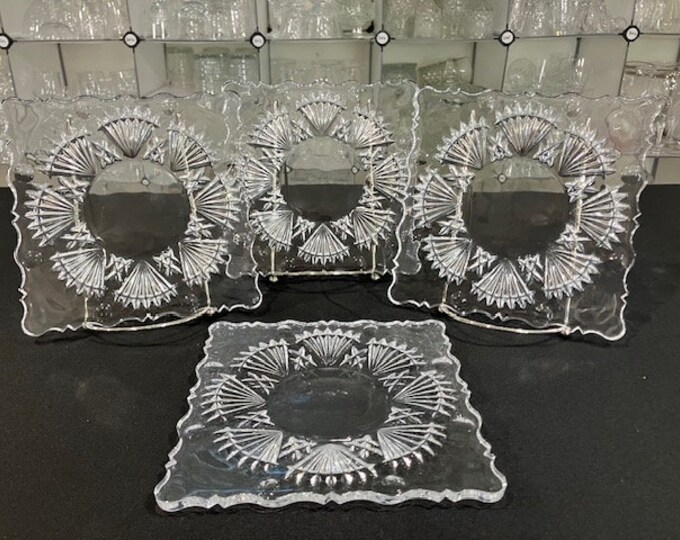 Freedom by Godinger Crystal - Four Vintage Cut Crystal Dessert Plates ...