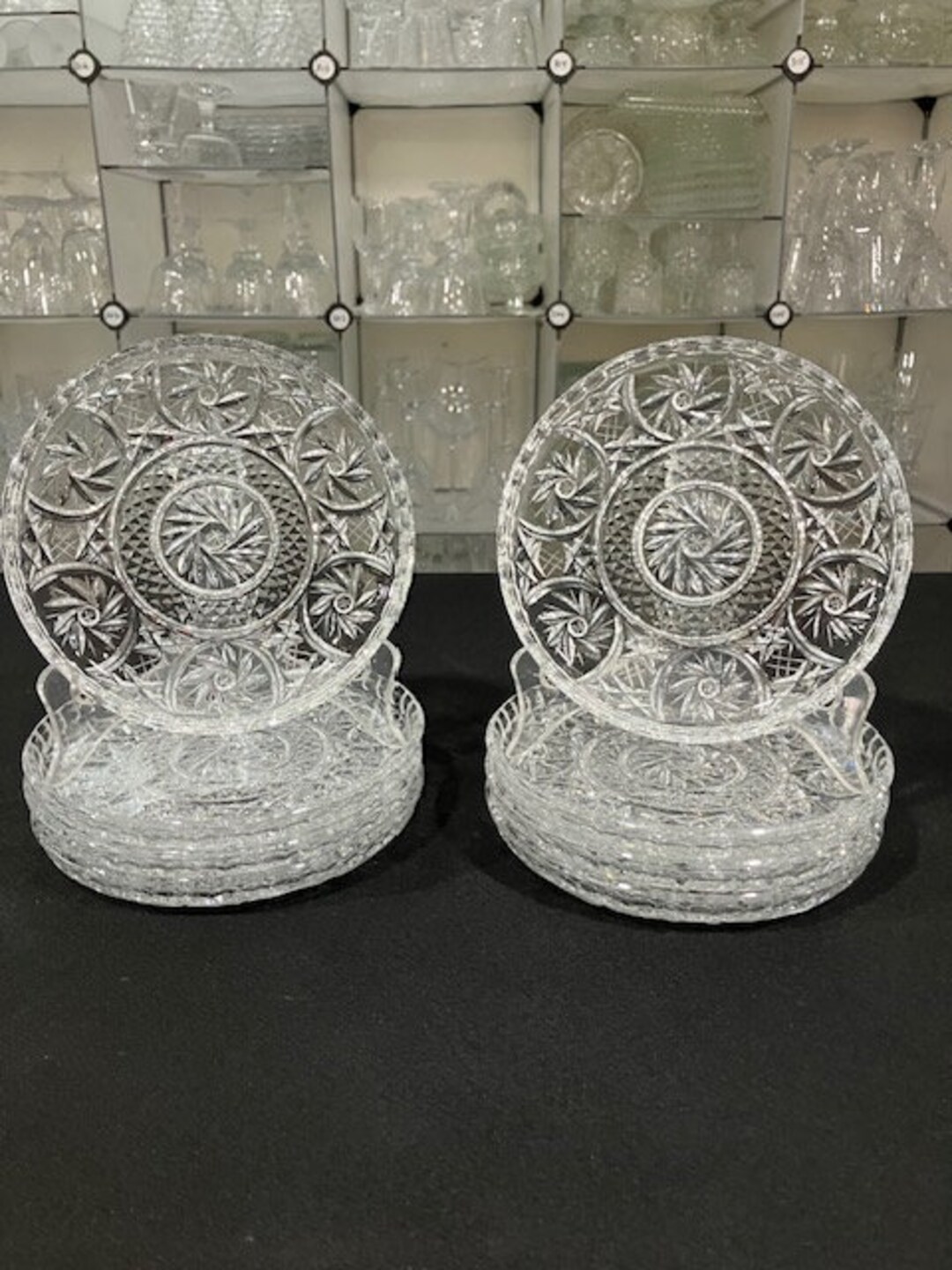 Pinwheel Vintage 24% Lead Cut Crystal Canape Plates - Etsy
