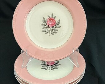 Vintage Dish, Salad Plates, Cunningham and Pickett, Norway Rose, Pink ...
