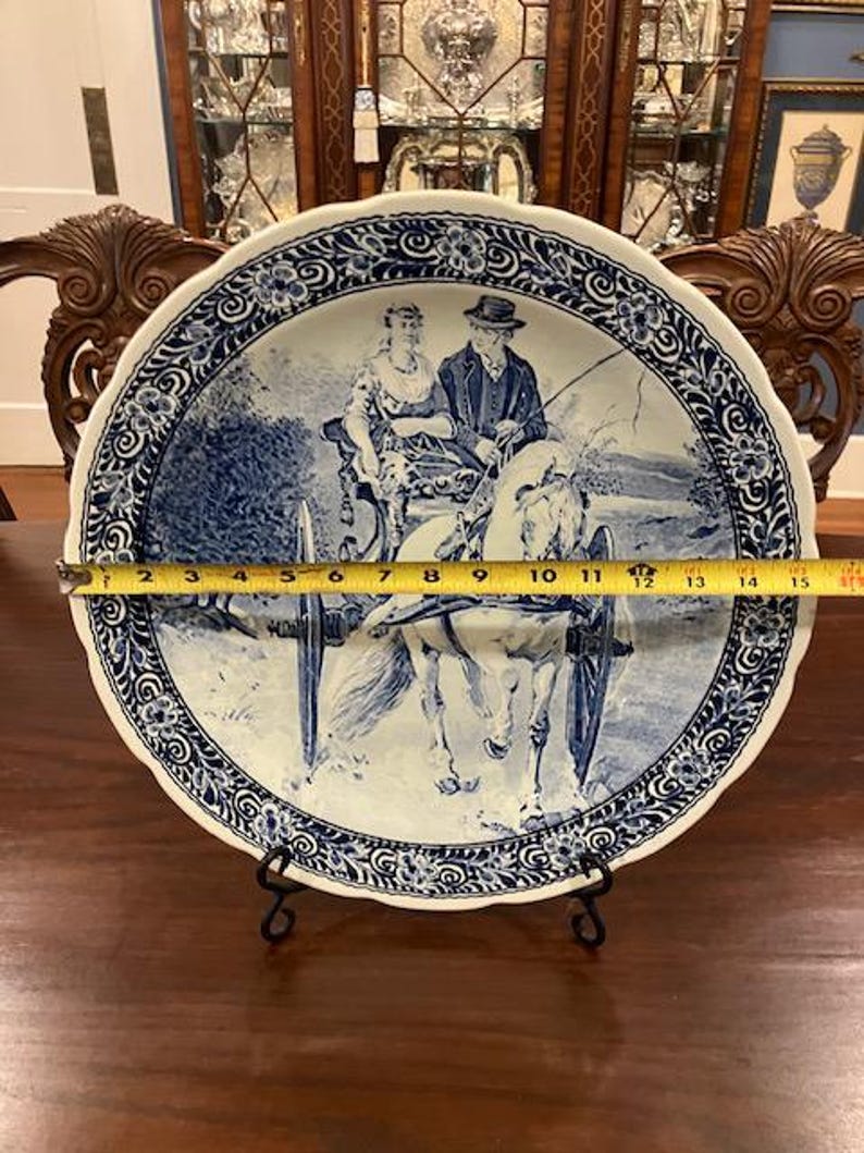 Delfts Royal Sphinx by Boch Belgium - One Vintage Blue & White Platter ...