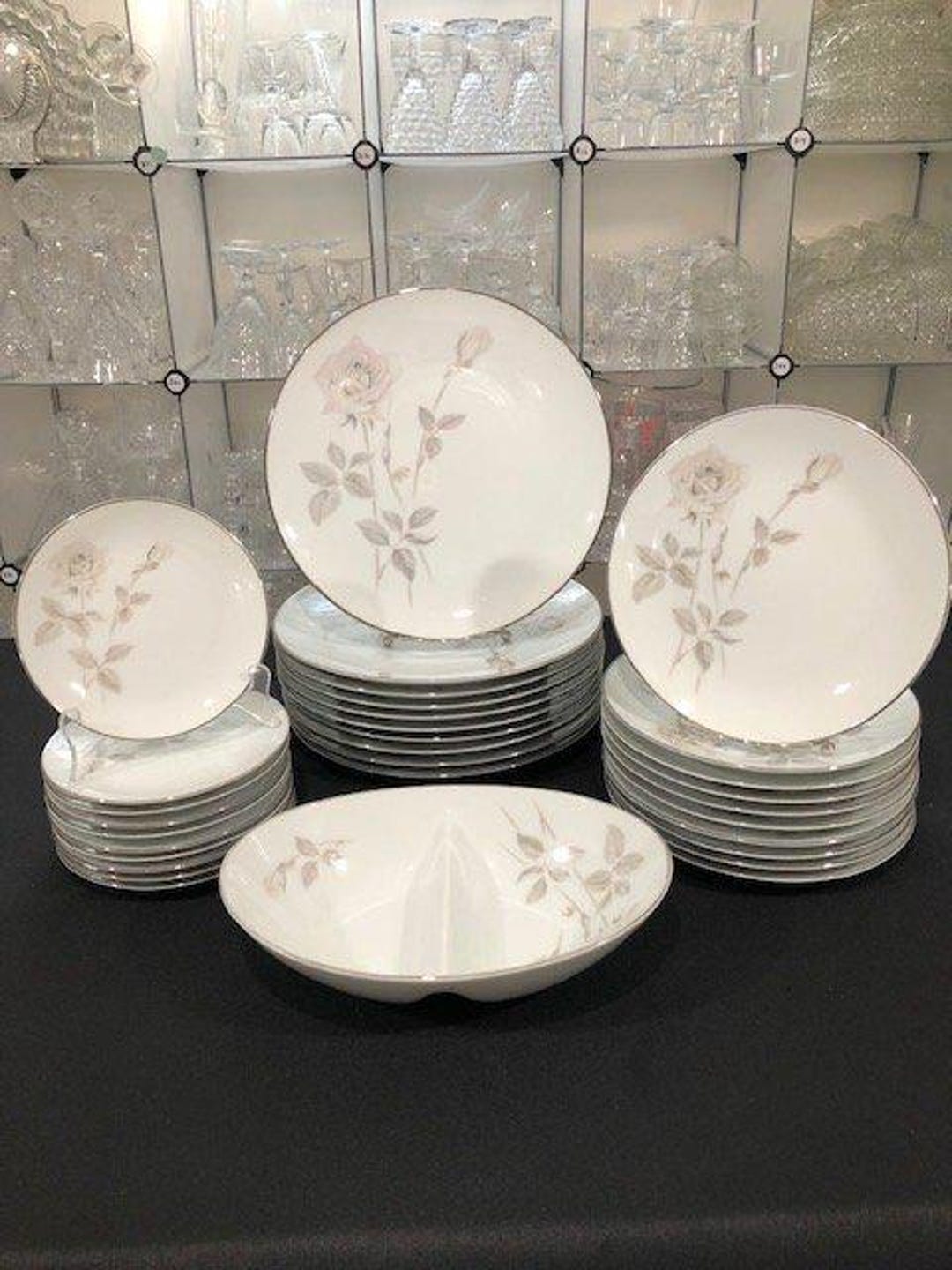 Melrose (platinum Coupe) by Noritake - 34pcs of MCM Platinum Trimmed Dinnerware - Etsy