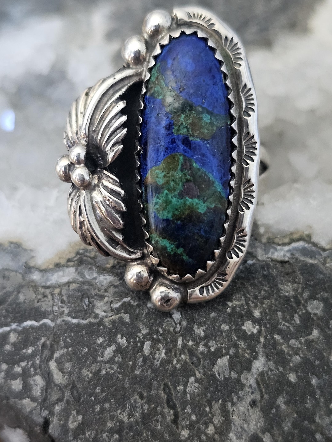 Vintage Sterling and Azurite Ring - Etsy