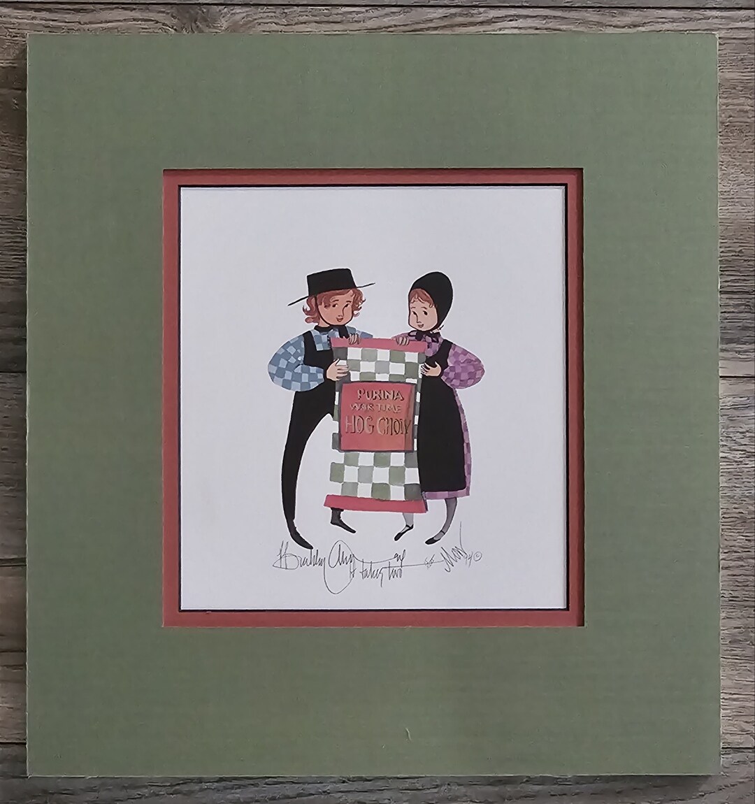 Extremely Rare P. Buckley Moss Matted Print "it Takes Two" - Etsy