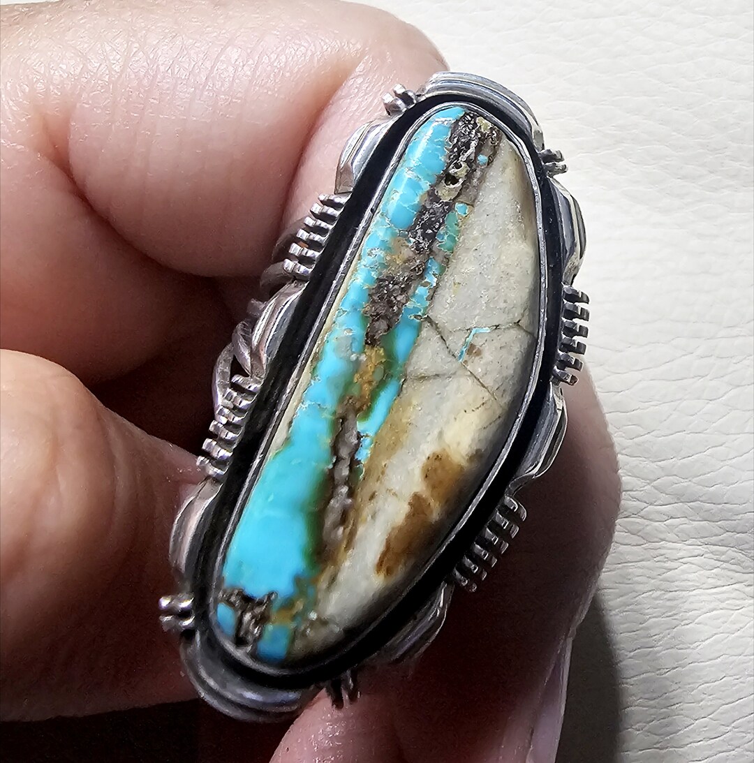 Boulder Ribbon Turquoise Ring by Leslie Yazzie - Etsy