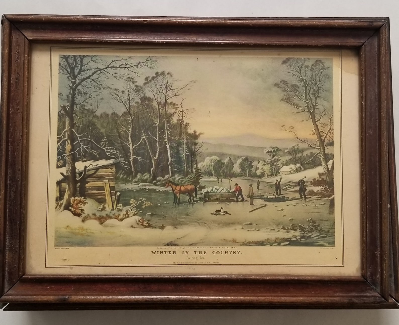 Vintage Currier and Ives Print "winter in the Country: Getting Ice" in ...