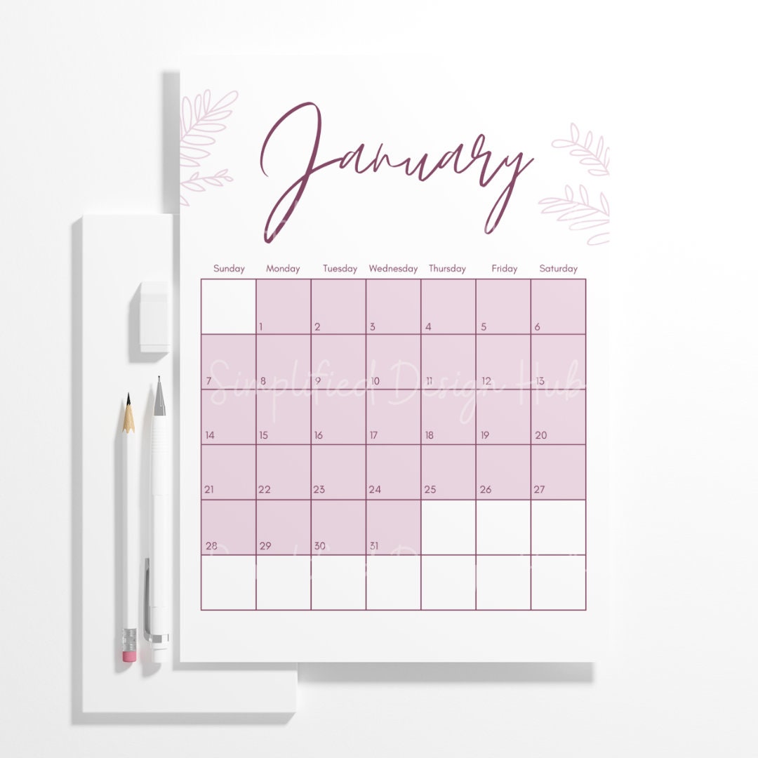 2024 Calendar Template Pink Digital Download - Etsy