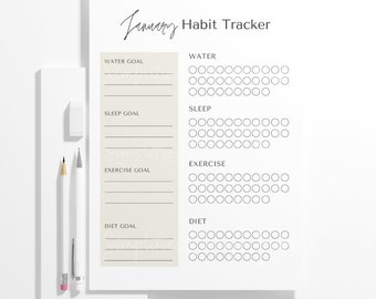 12-month Habit Tracker Bundle Print & Digital Planner Template, Vintage ...