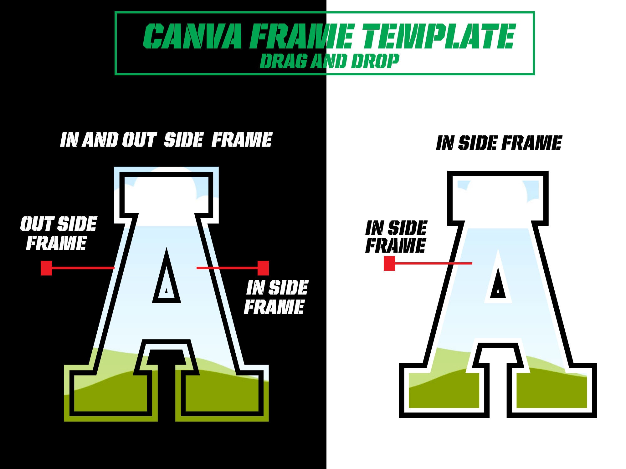 Alphabet and Number Canva Frame Template | Editable A-Z and 0 to 9 ...