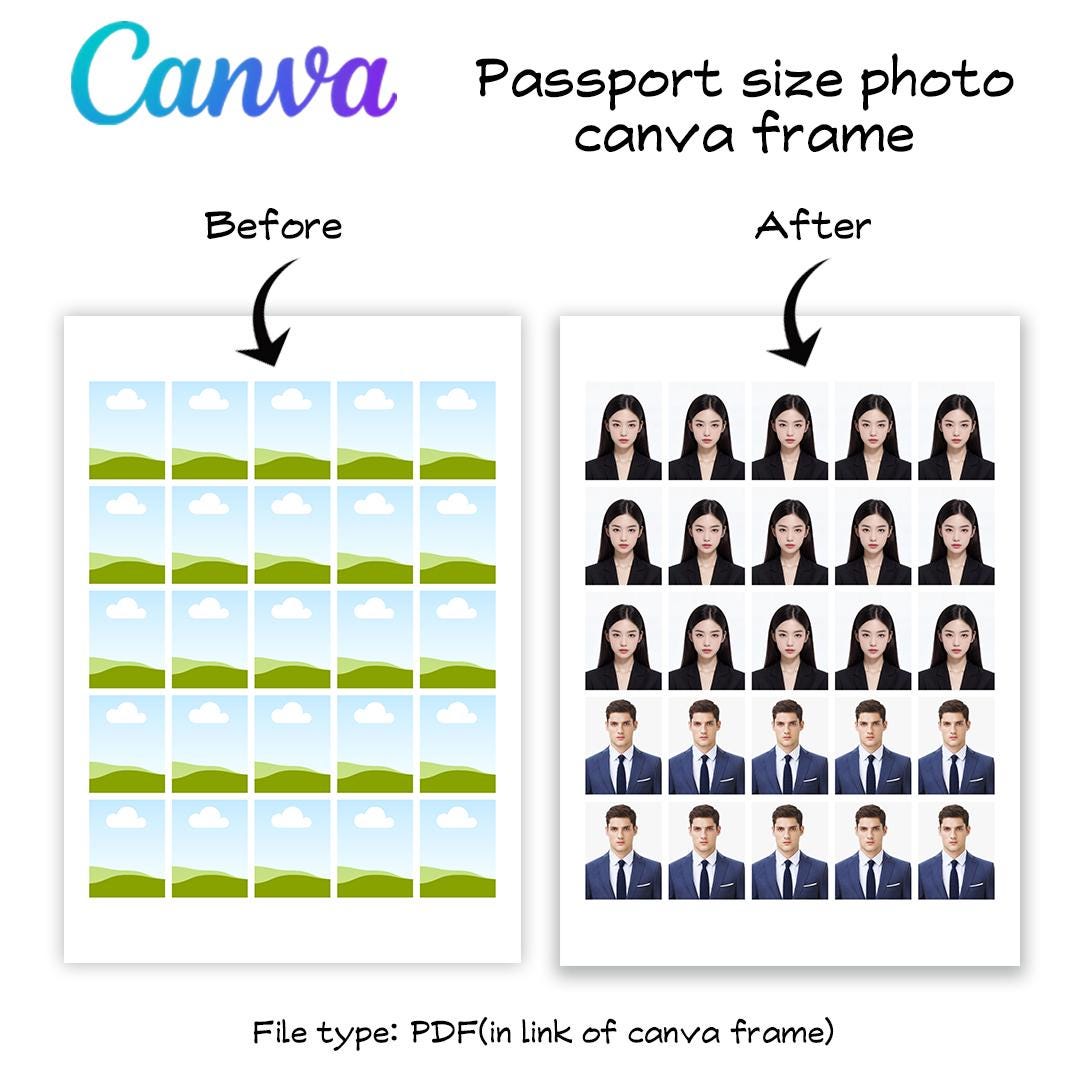 Passport Photo Canva Template A4 | Editable ID, Visa and Etc Photos ...