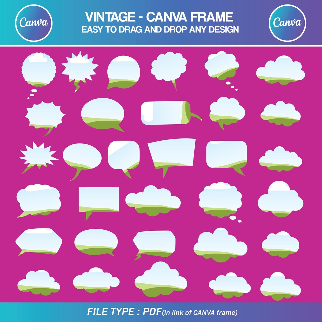 Vintage Canva Frame, Chat Box Bundle Canva Editable Frame Template ...