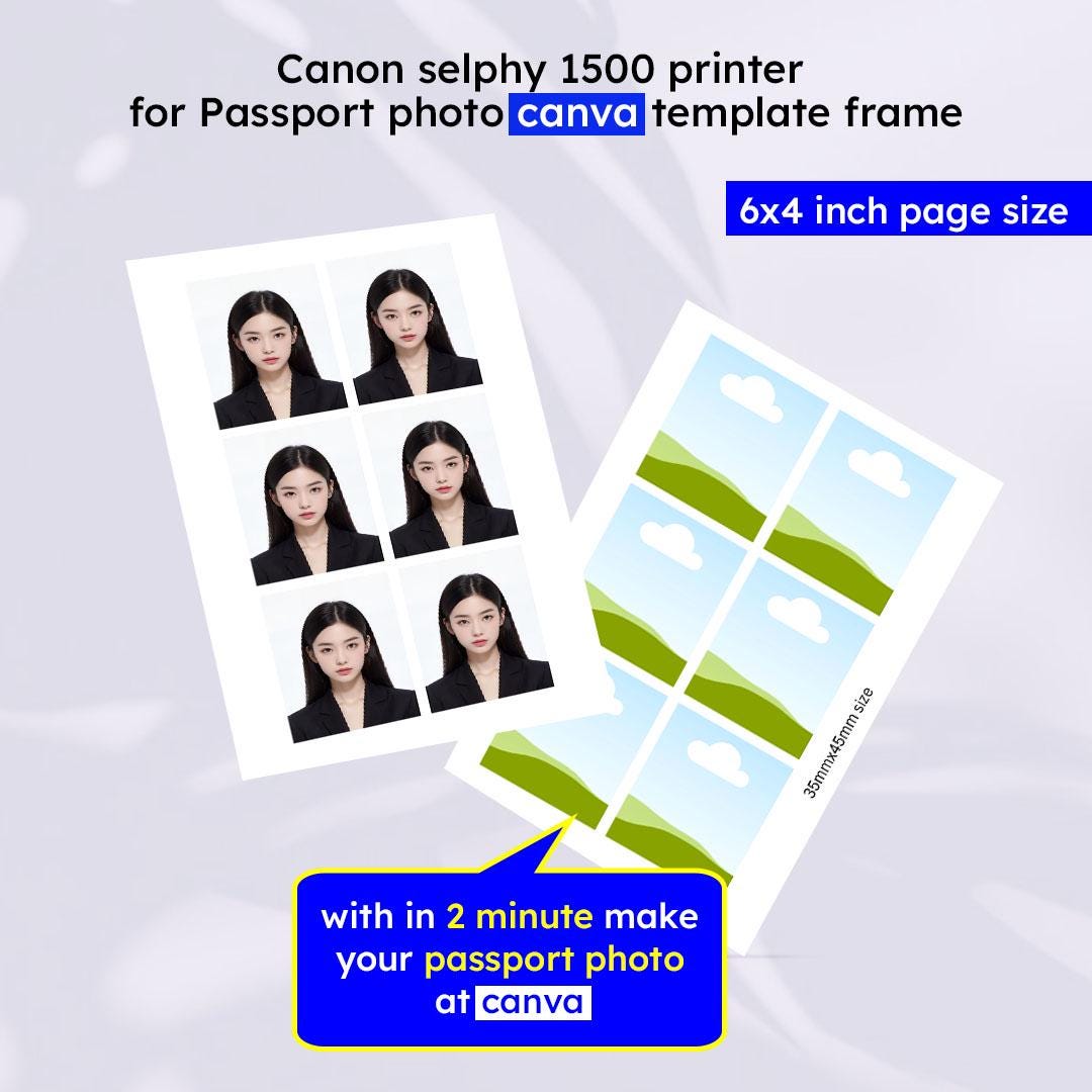 Passport Frame Canva Template | Editable Digital Frame for ID & Visa ...
