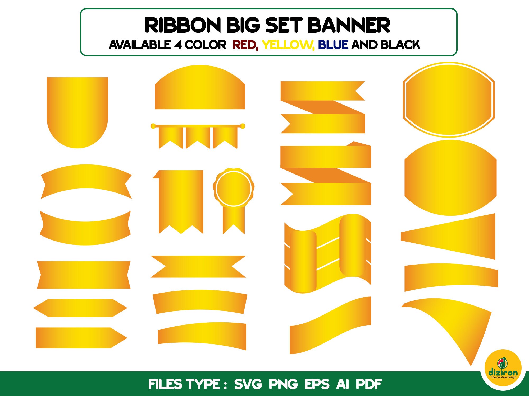 Bundle Ribbon Banner SVG, Set of Ribbon Vectors, 50 Elements of Ribbon ...