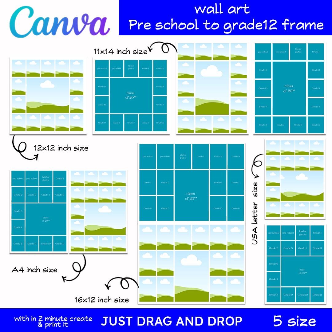 School Years Photo Collage Template | Keepsake Gift (canva, Instant ...