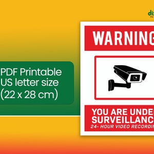Printable Warning You Are Under Surveillance, US Letter and A4 Size ...