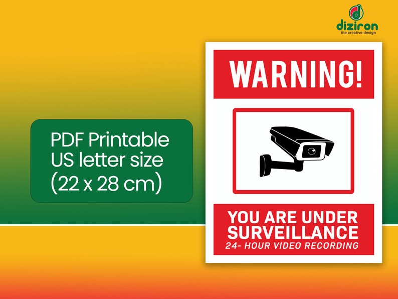 Printable Warning You Are Under Surveillance, US Letter and A4 Size ...