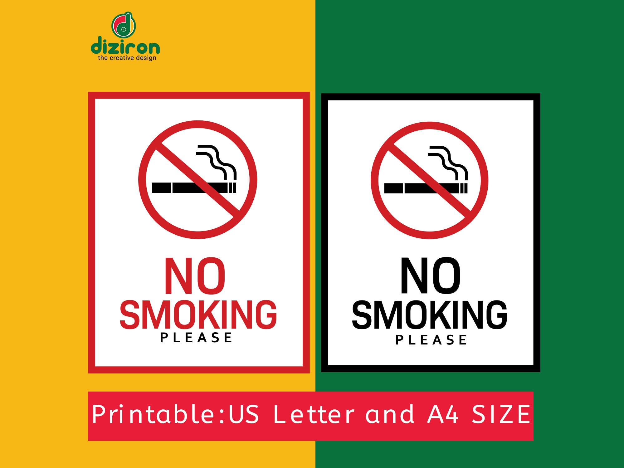 No Smoking, Printable No Smoking Sign A4 and US Letter Size Pdf ...