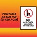 Printable No Alcohol Allowed in This Area Sign US Letter and A4 Size - Etsy
