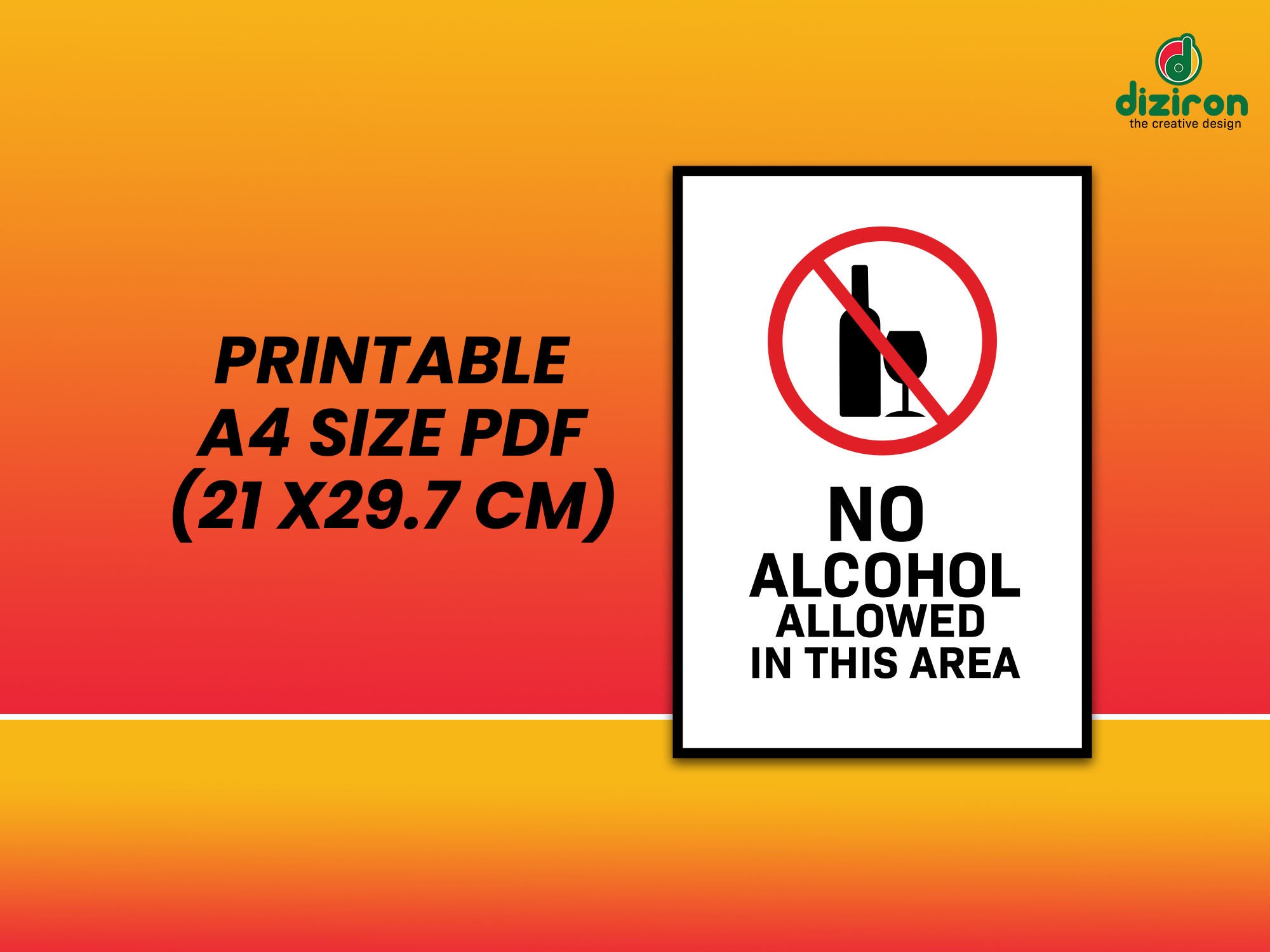 Printable No Alcohol Allowed in This Area Sign US Letter and A4 Size - Etsy