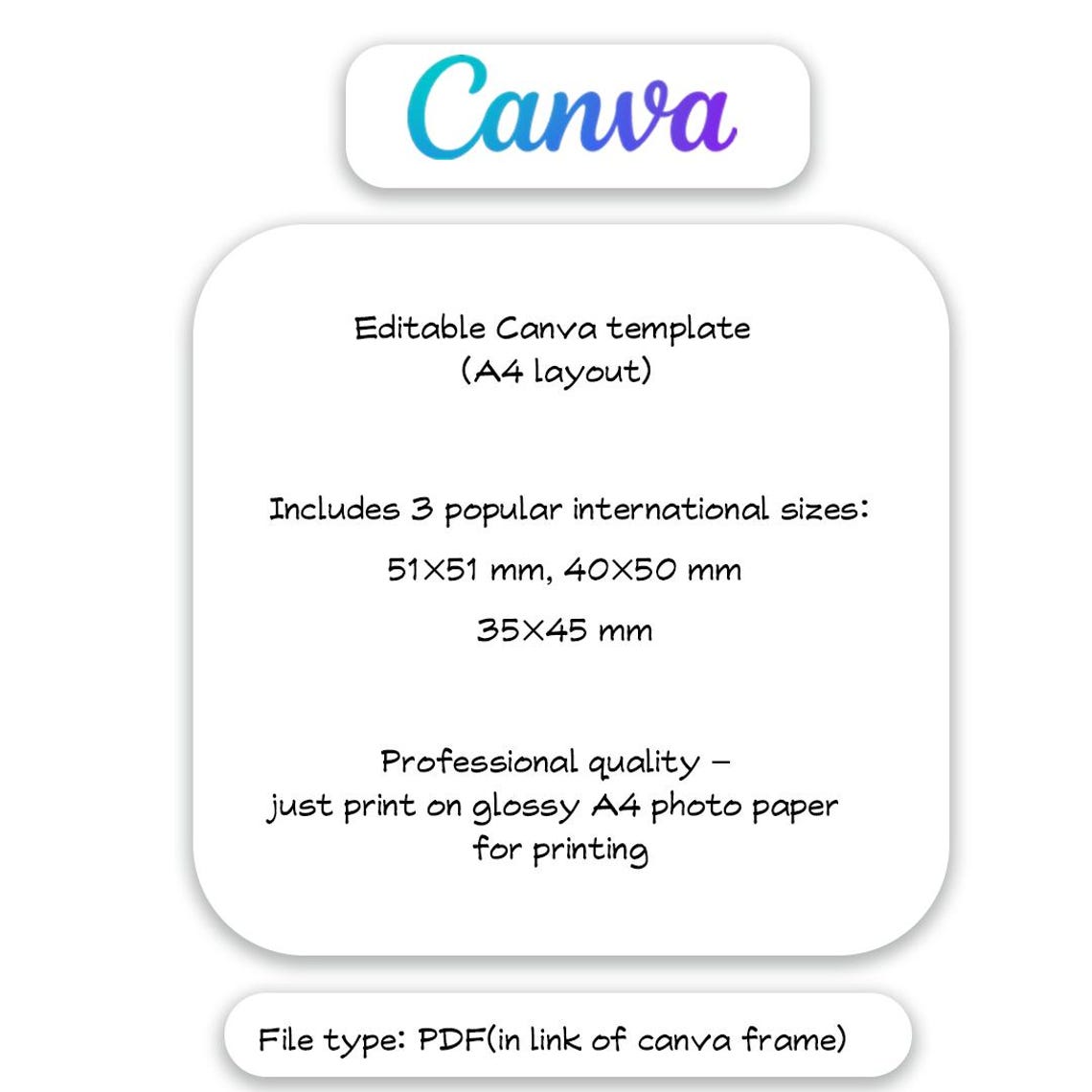 Passport Photo Canva Template A4 | Editable ID, Visa and Etc Photos ...