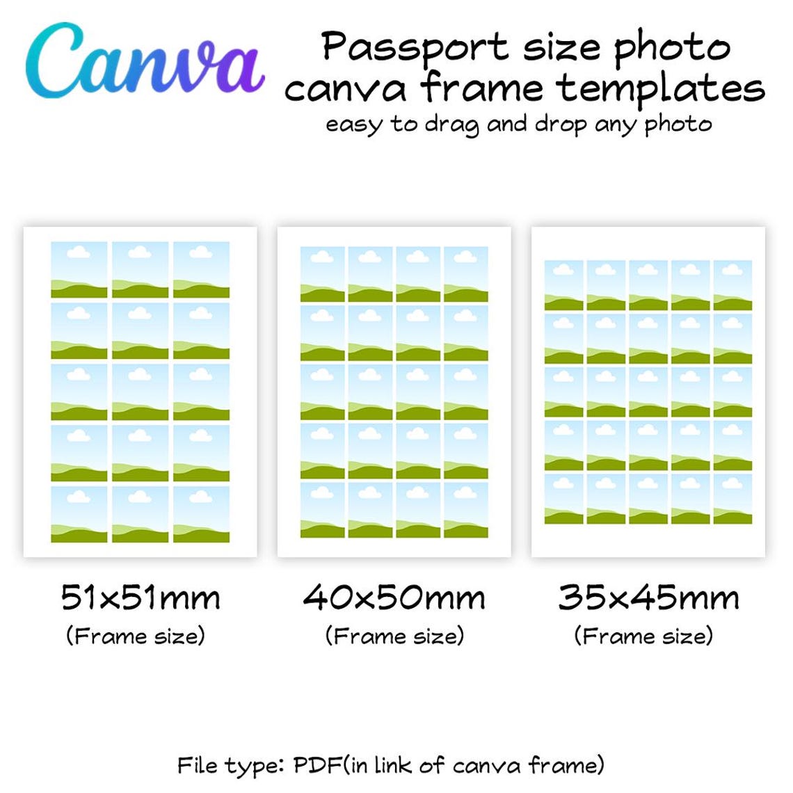 Passport Photo Canva Template A4 | Editable ID, Visa and Etc Photos ...