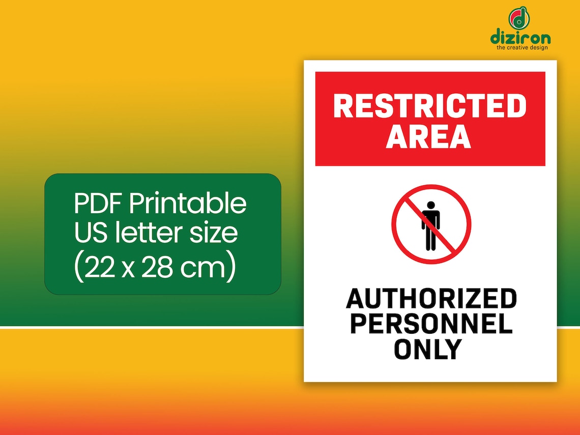 Printable Restricted Area Authorized Personnel Only, Signboard US ...
