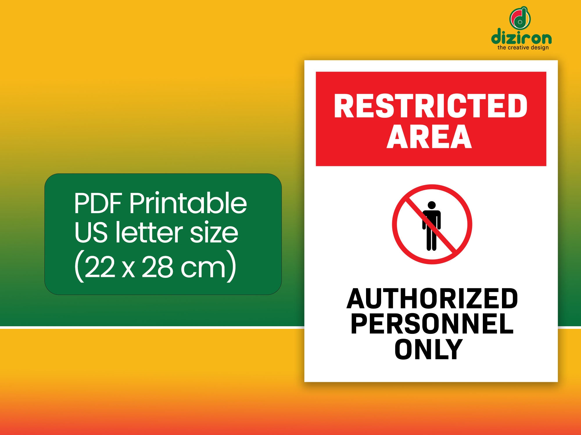 Printable Restricted Area Authorized Personnel Only, Signboard US ...