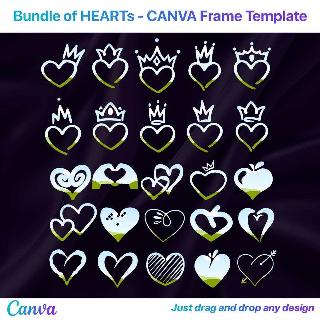 Bundle of Hearts Canva Frame Template | T-shirt Mug Cup Bottle Design ...